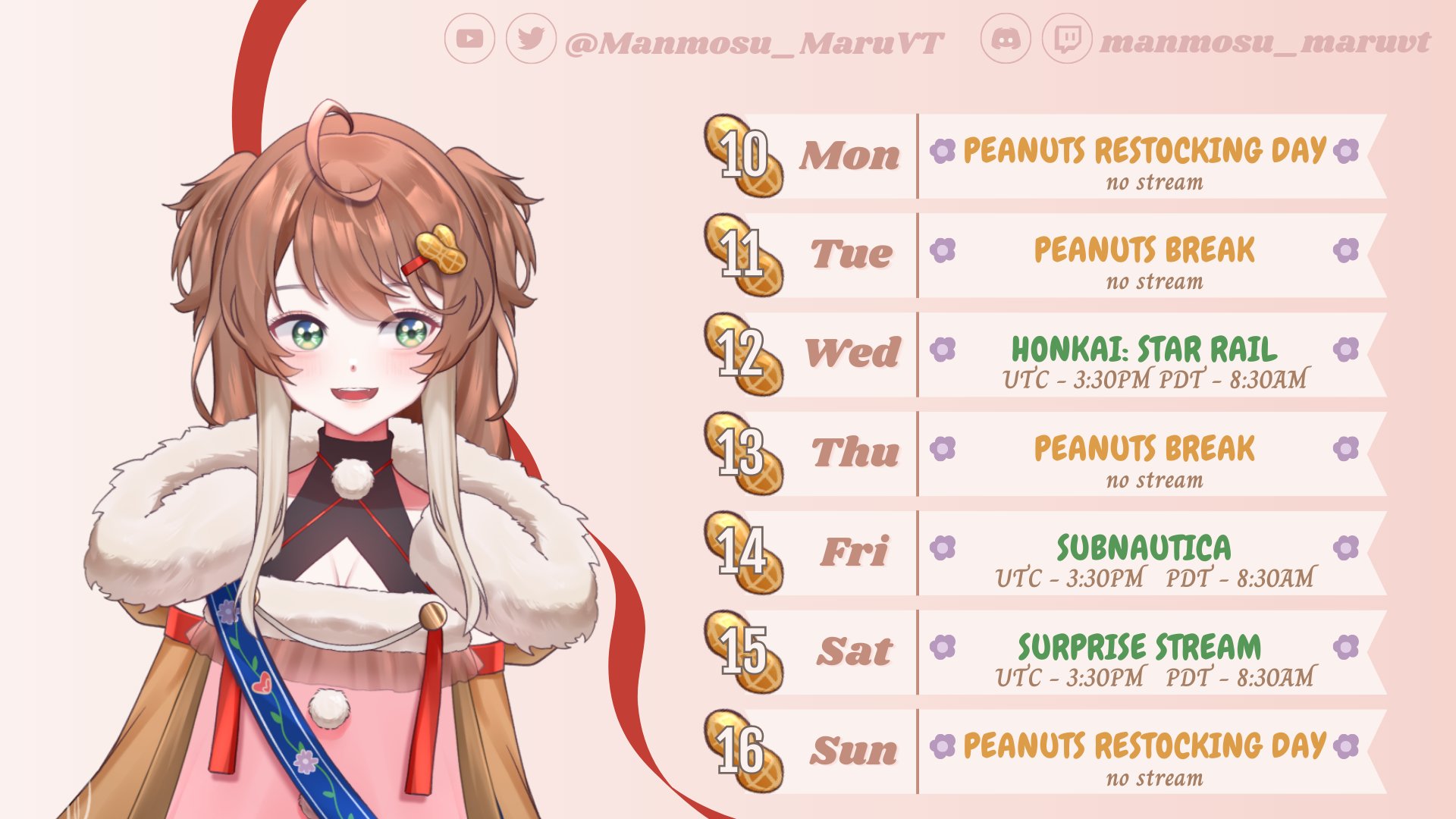 Manmosu Maru 🦣 Mammoth Vtuber on Twitter: "🥜Live Schedule : 17/07 - 23/07🦣 #Vtuber #ENVtuber ...