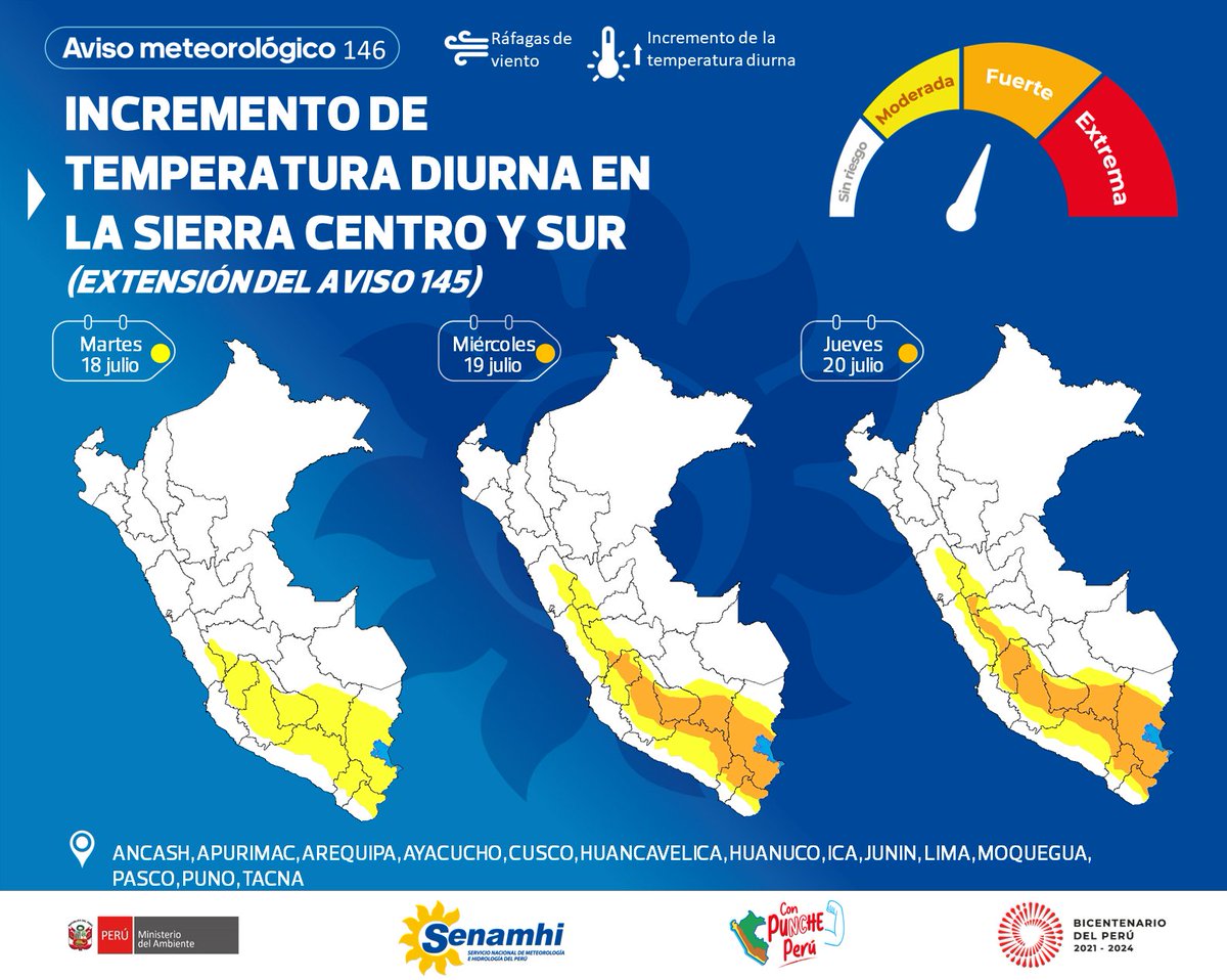 Senamhi On Twitter Aviso Del 18 Al 20 De Julio Se Registrará El