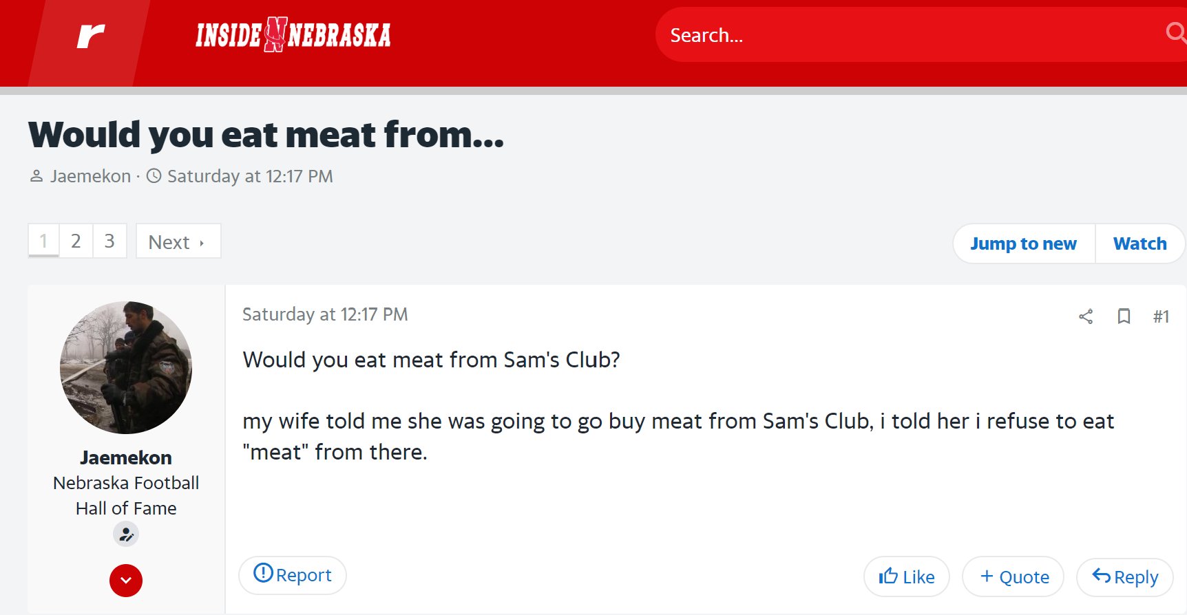 Message Board Geniuses on Twitter: "This #Nebraska fan ain't gonna eat no meat from Sam's Club ...