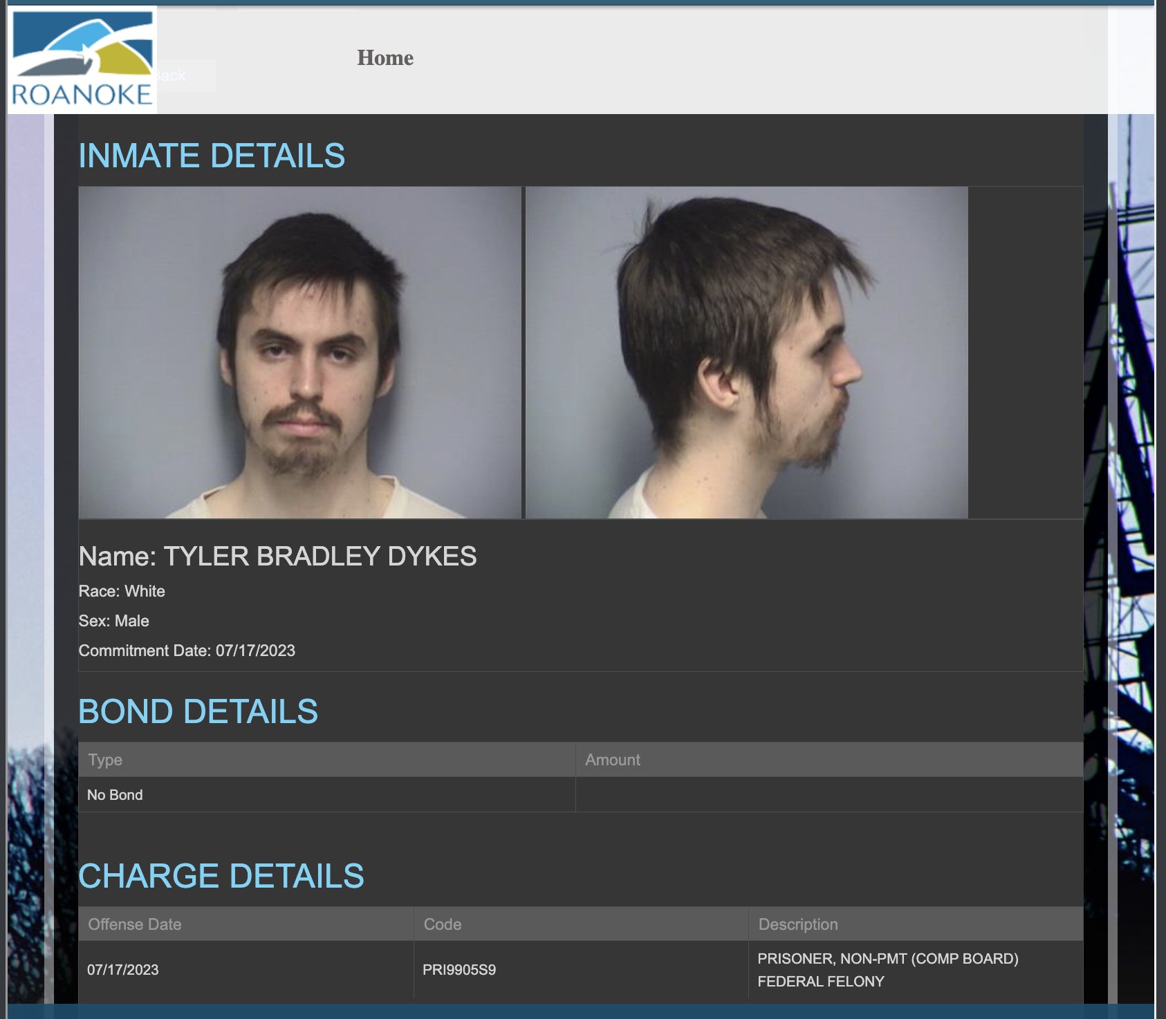 molly conger on Twitter: "after completing his sentence here today, tyler dykes was picked up by ...