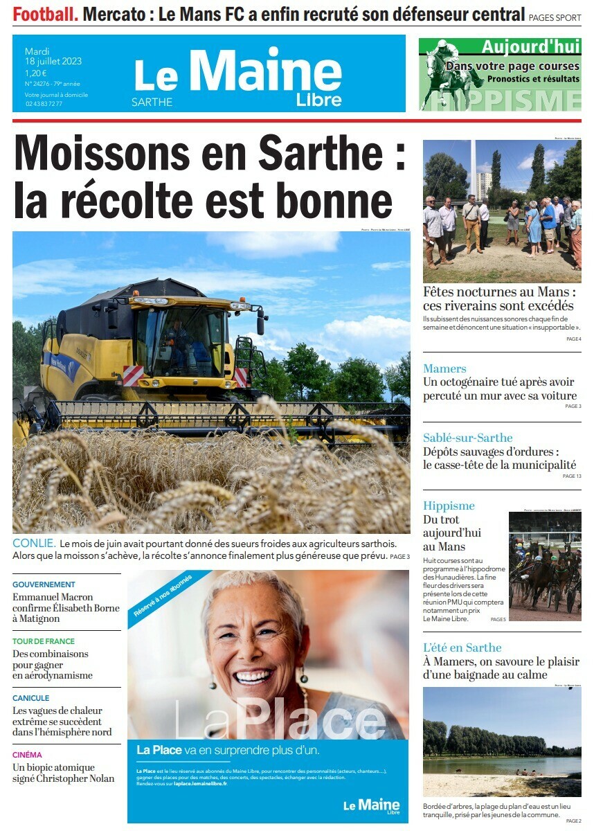 Le Maine Libre.fr on Twitter: "Bonjour, voici la Une du 18 juillet. Toute l'actualité est à ...