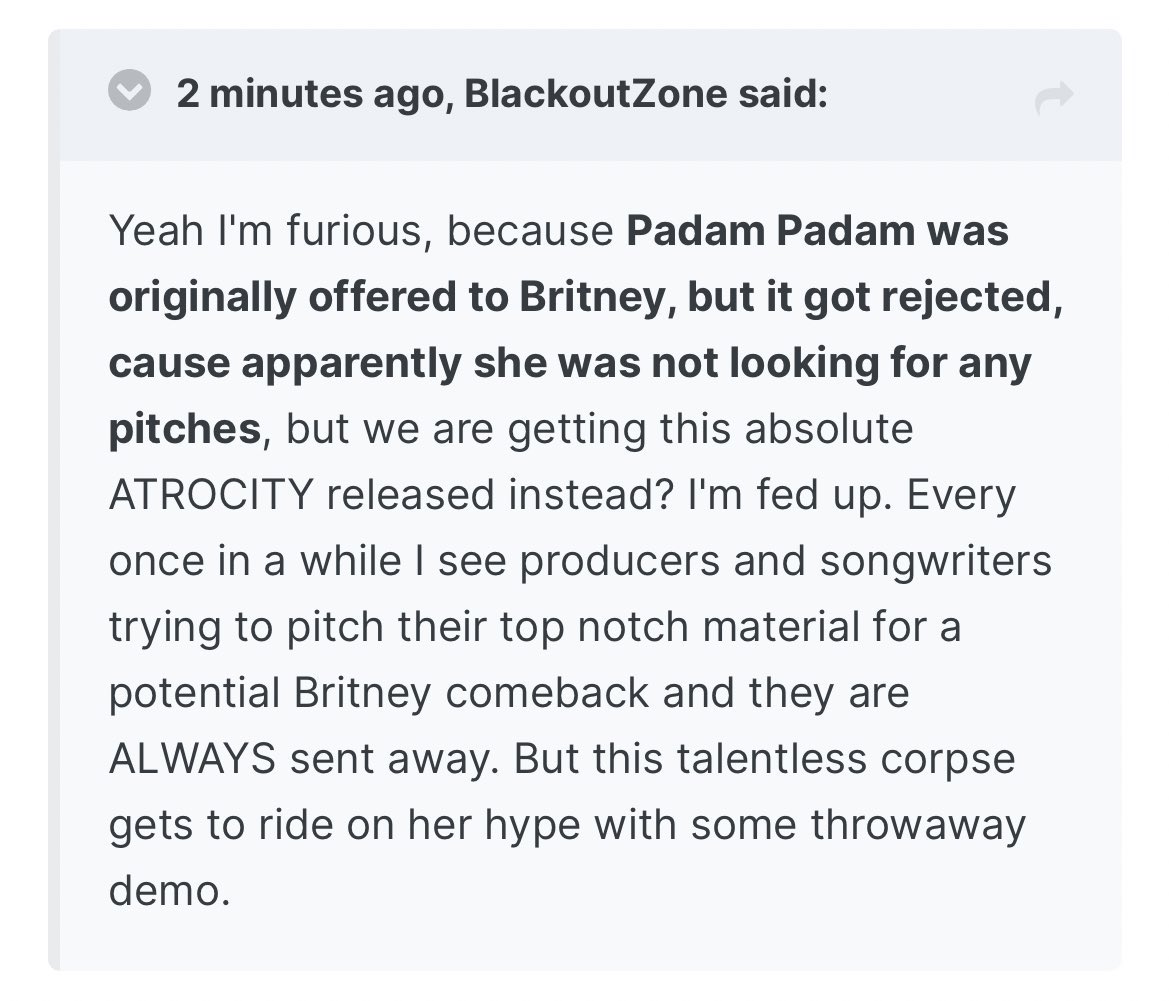 Apparently, PADAM PADAM was offered to Britney before Kylie Minogue ...