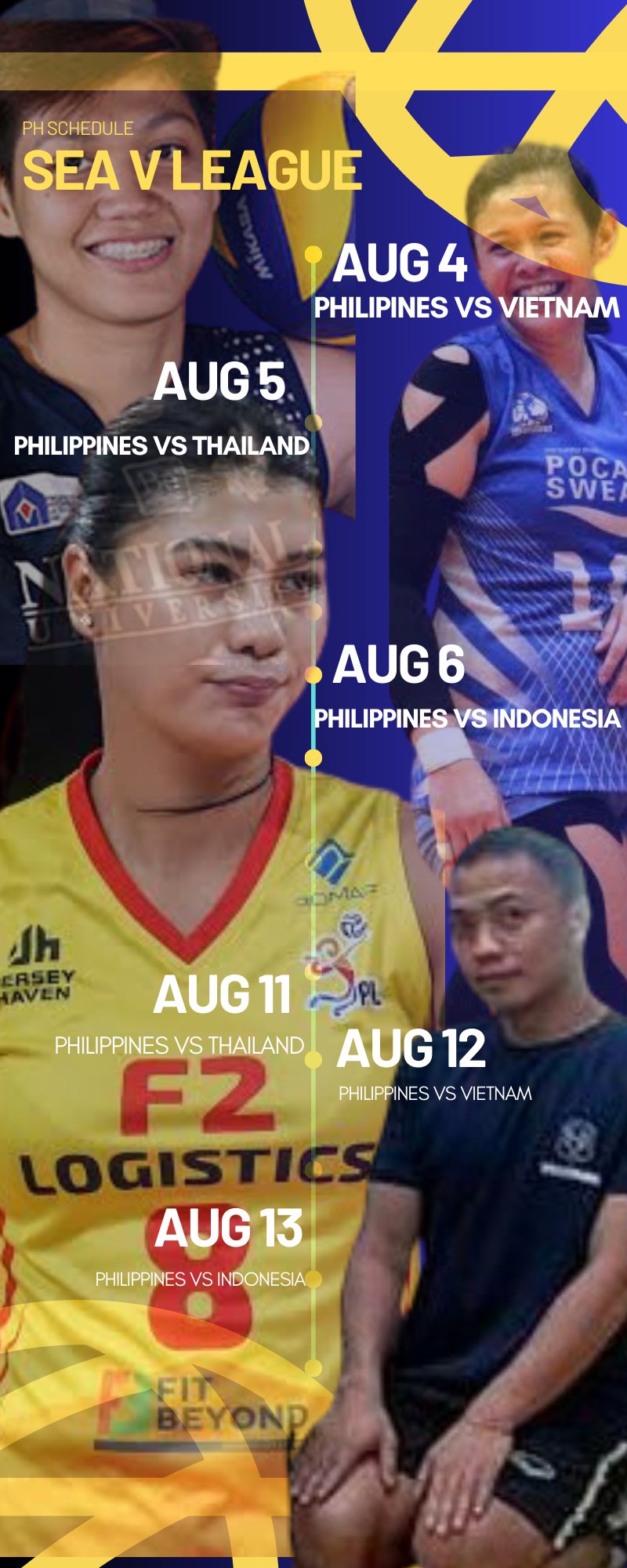ceddy on Twitter: "SEA V. League PH Schedule (Womens) 🇵🇭 Aug 4 2023 - PHI vs VIE Aug 5 2023 ...