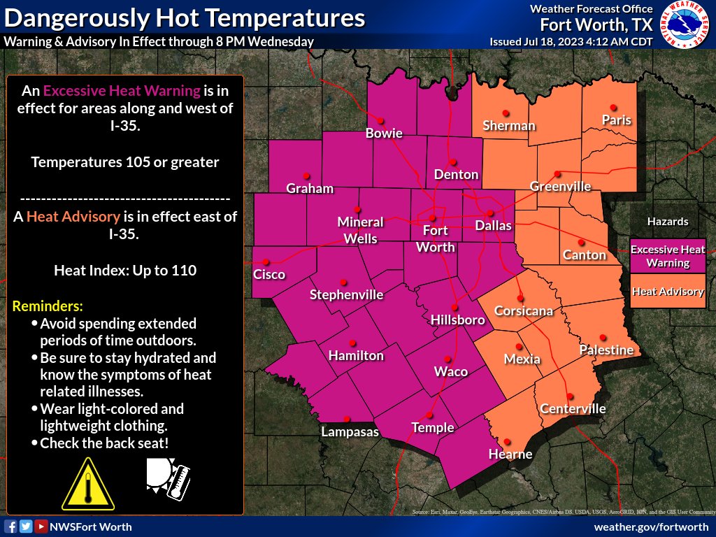Nws Fort Worth On Twitter Very Hot Temperatures And Heat Index Values