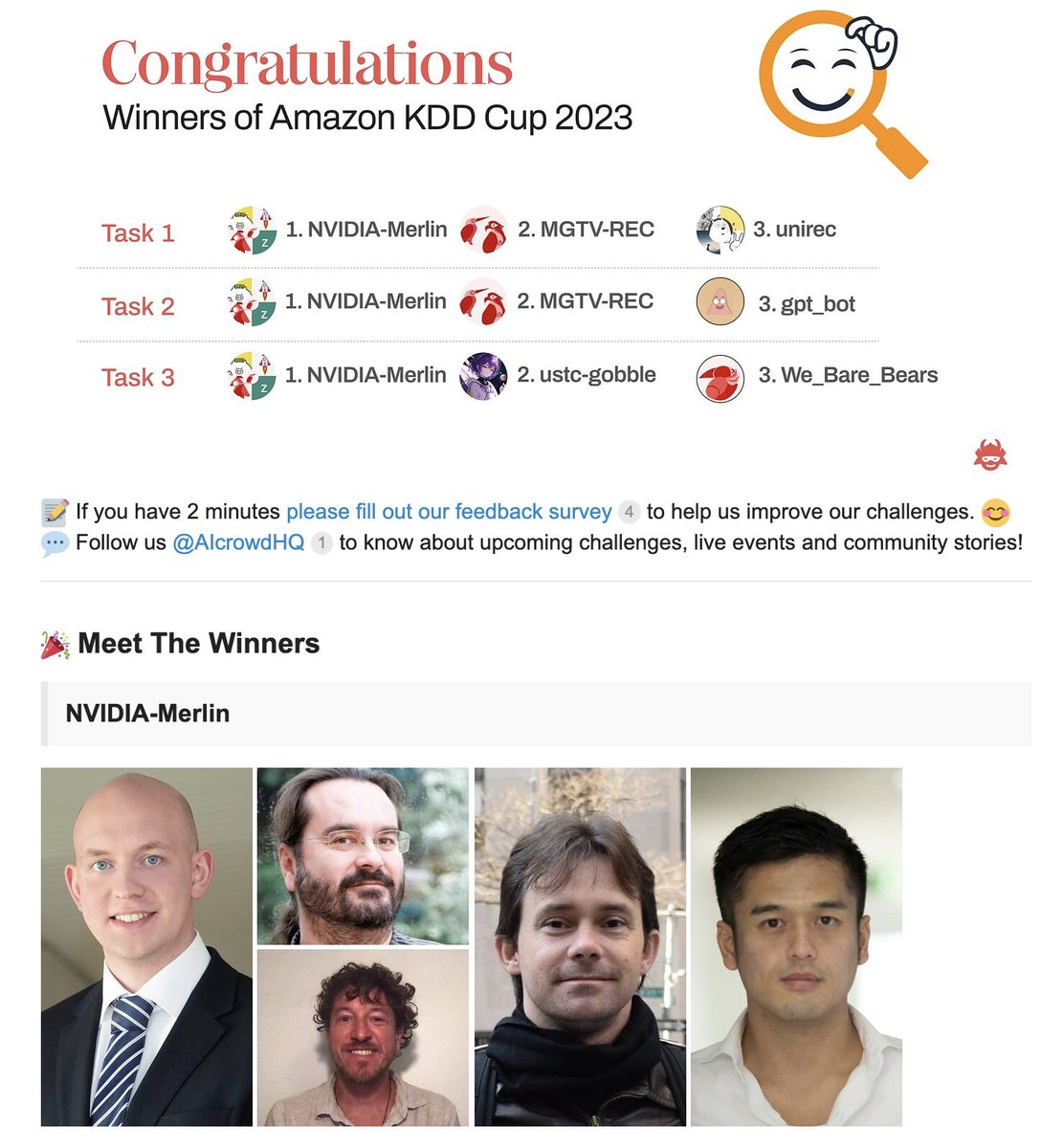 onodera on Twitter: "https://discourse.aicrowd.com/t/announcing-the-winners-of-amazon-kdd-cup ...