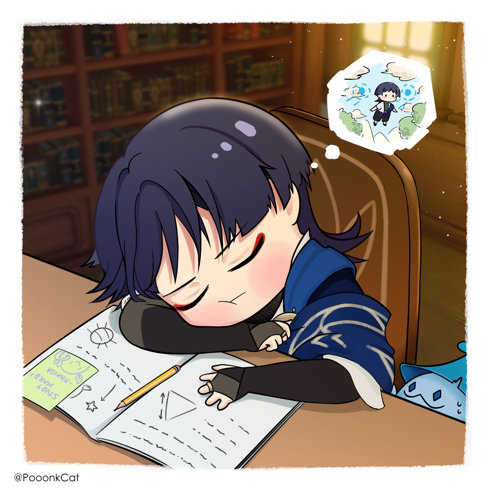 Anime Study Hard Chibi