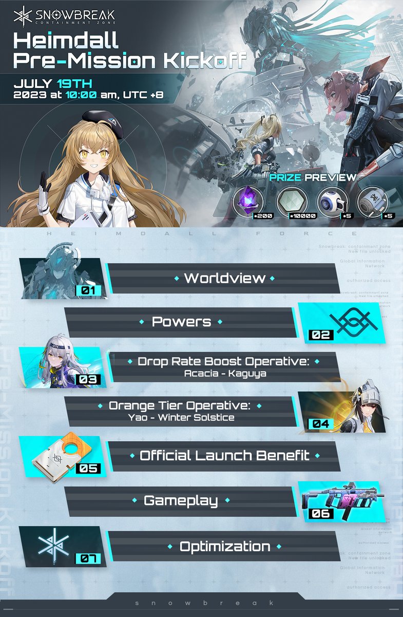 Snowbreak: Containment Zone on Twitter: "Adjutant, the Heimdall Pre-Mission Kickoff has started ...