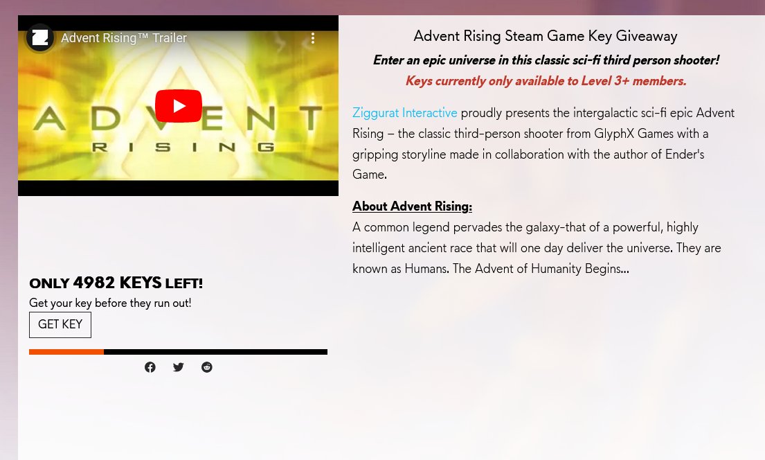 Wario64 on Twitter: "Advent Rising (Steam) is free on Alienware Arena if you're a level3+ member ...