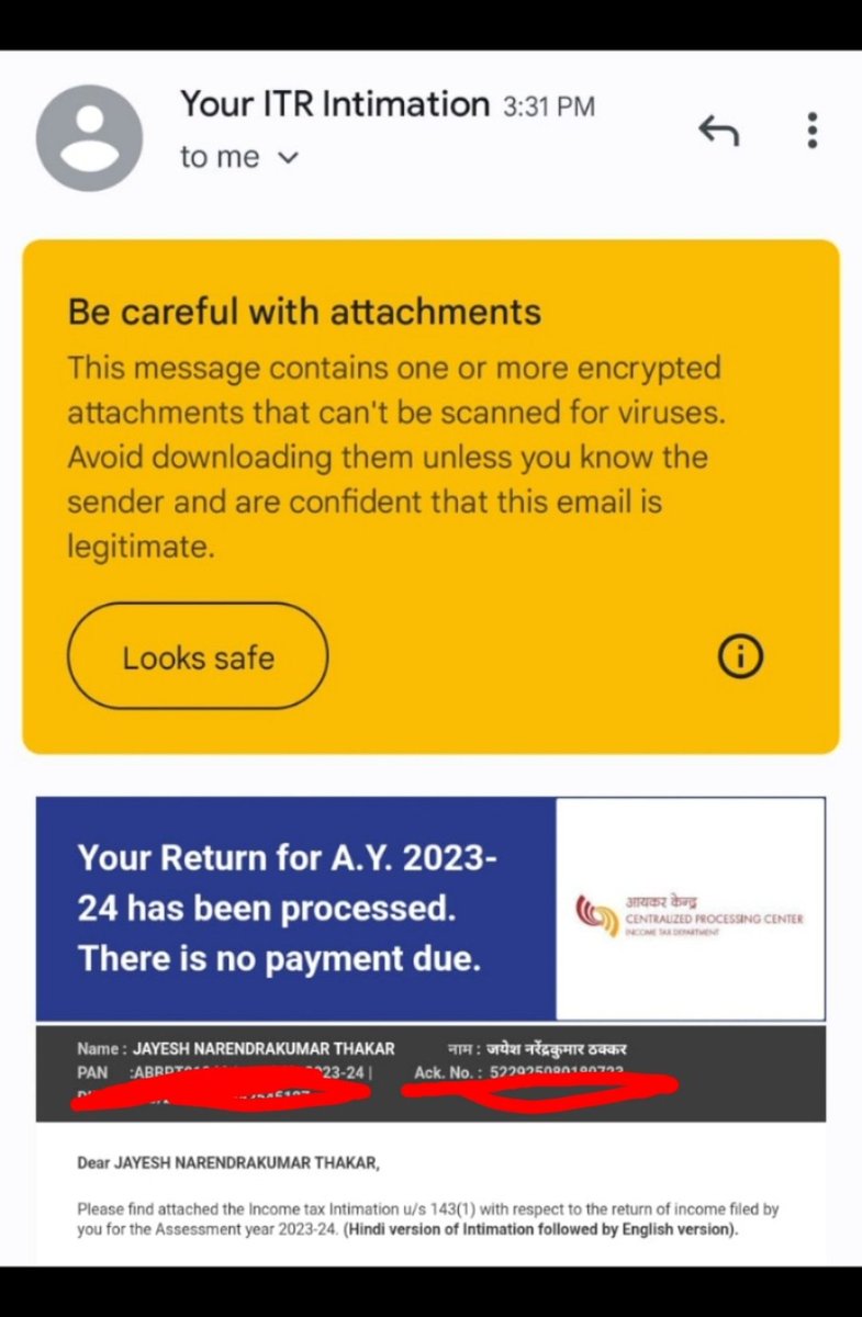 Jayesh Thaker on Twitter: "IT return filed today and confirmation received at 1.21 PM IT return ...