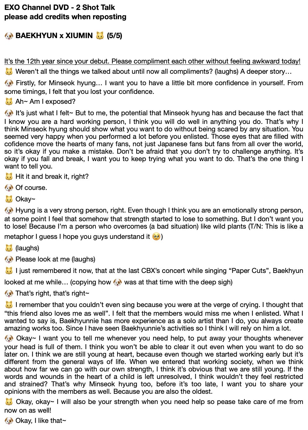 xoxo, on Twitter: "RT @quinsehun: EXO Channel DVD - 2 Shot Talk 🐶 x 🐱 please add credits when ...