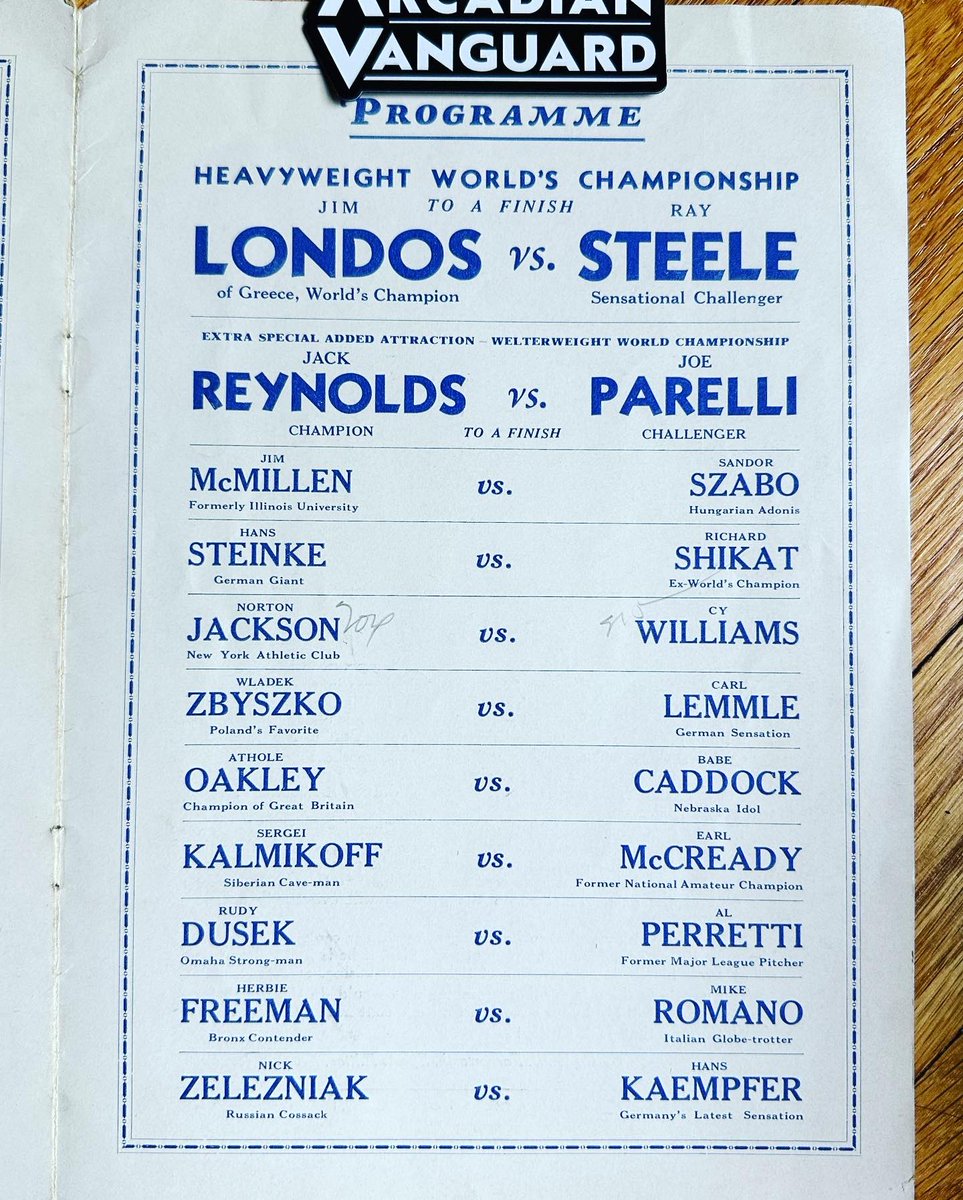 The Great Brian Last on Twitter: "Program for Jim Londos vs. Ray Steele at Yankee Stadium - June ...