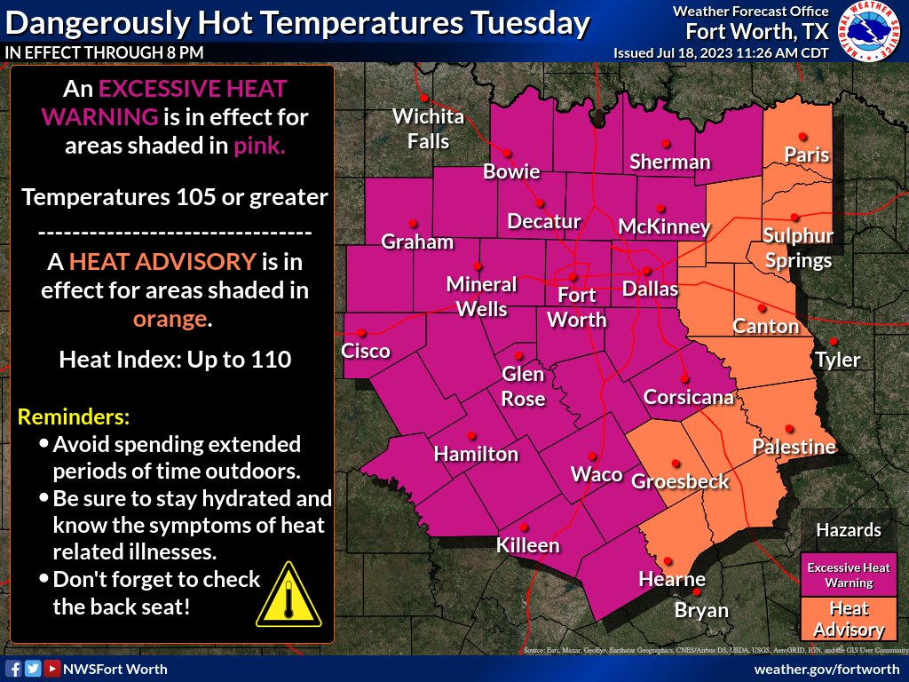 Nws Fort Worth On Twitter 11 35 Am Update The Excessive Heat Warning