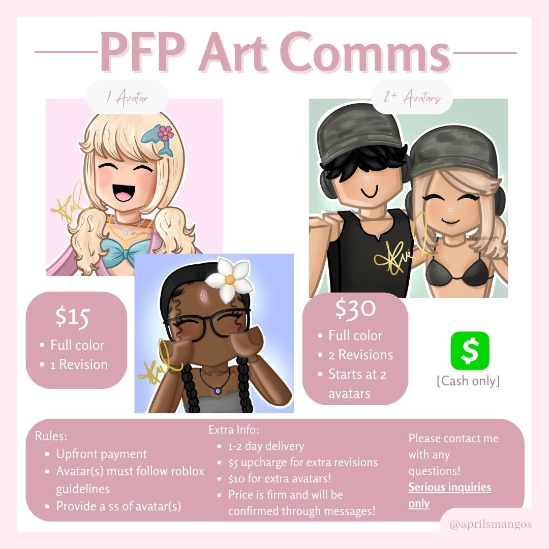 April on Twitter: "doing roblox pfp commissions! reply here if interested! #robloxpfp #robloxart ...