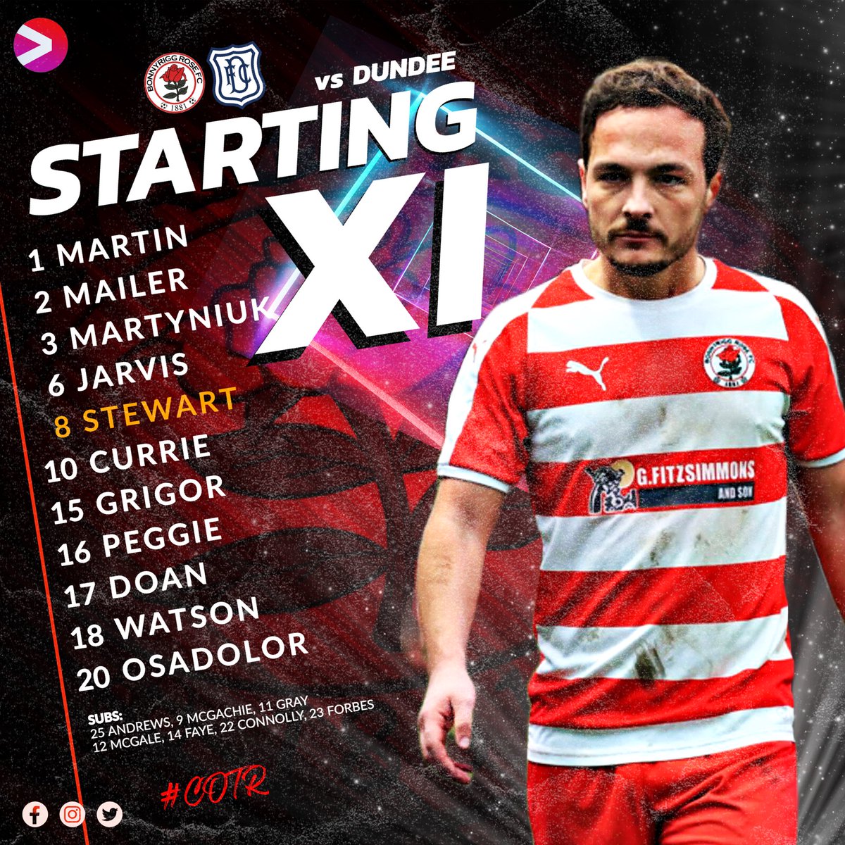 Bonnyrigg Rose on Twitter: "Your Rose 𝗦𝘁𝗮𝗿𝘁𝗶𝗻𝗴 𝗫𝗜 for this evening’s Viaplay Cup Group E game vs ...