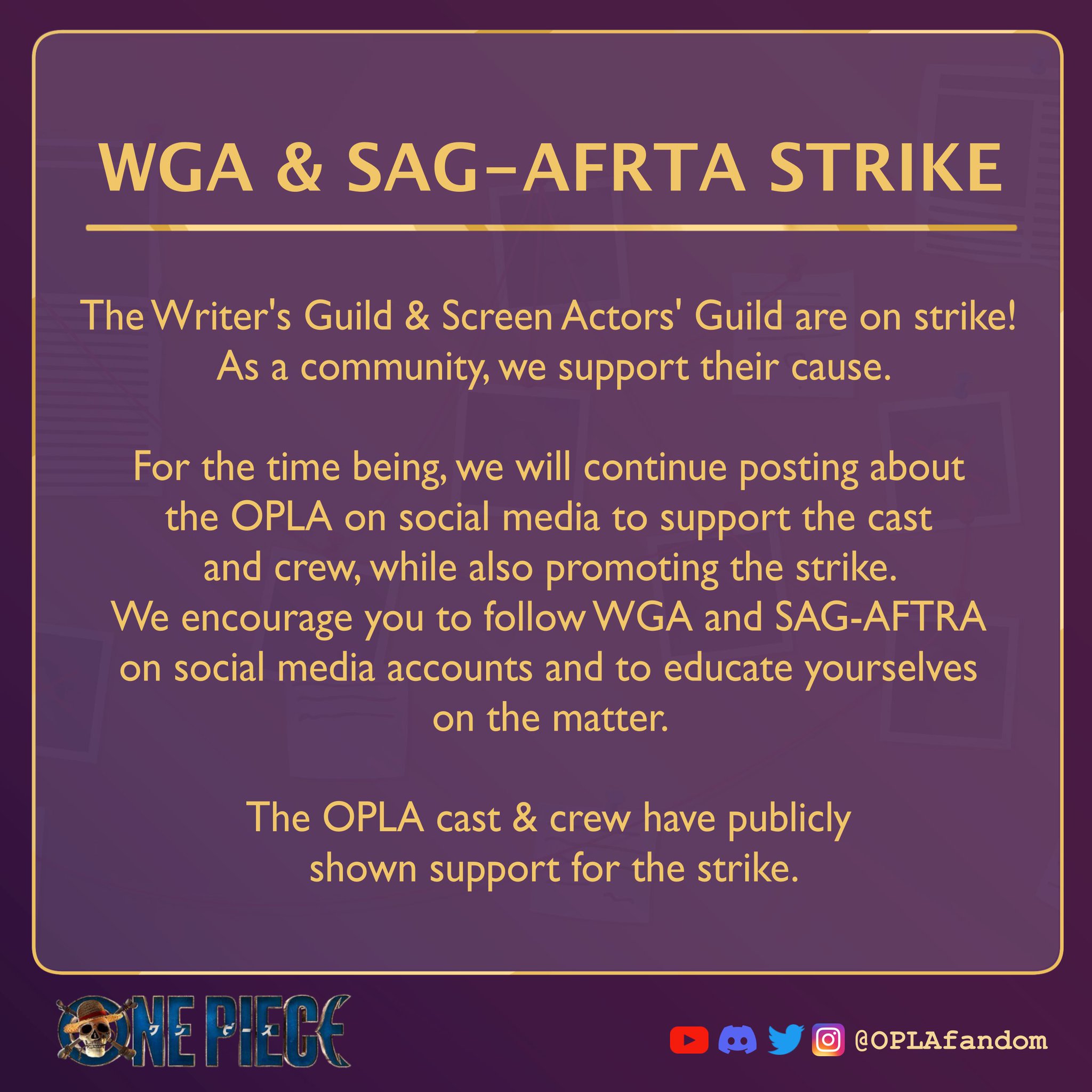 One Piece Live Action Fandom on Twitter: "How you can help the cause: — Follow @WGAWest ...