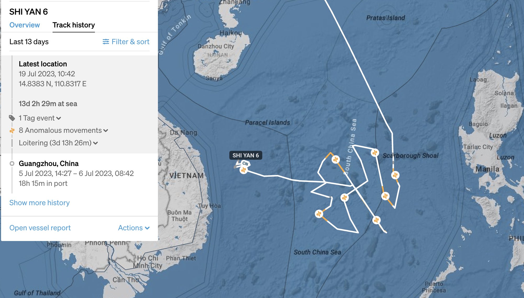 Ray Powell on Twitter: "The unusual journey of 🇨🇳#China’s survey vessel Shi Yan 6 has taken it ...