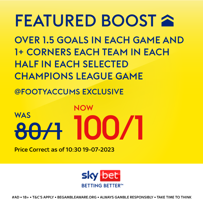 Footy Accumulators on Twitter: "Gone for a big odds special for SIX of tonight's CL qualifier ...