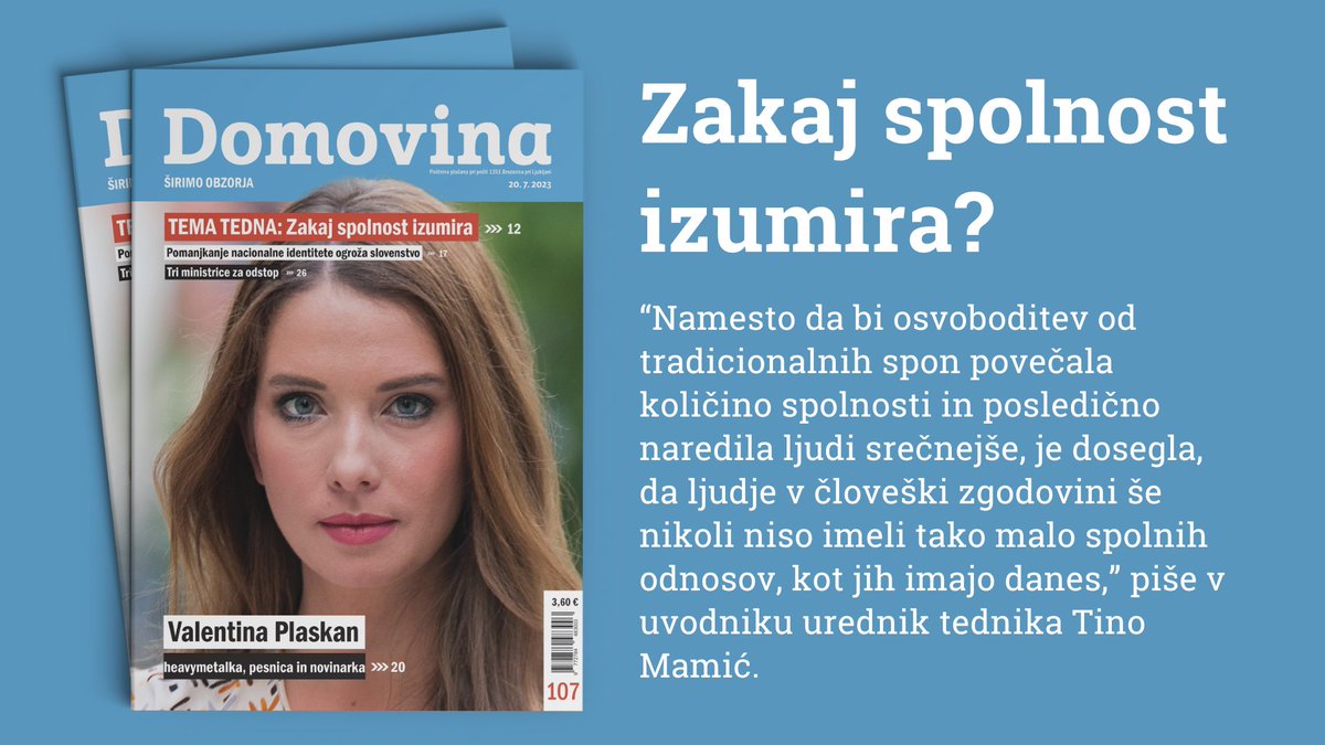 Domovina on Twitter: "🆕🗞 Nova številka tiskane Domovine: Zakaj spolnost izumira? Preberite že ...