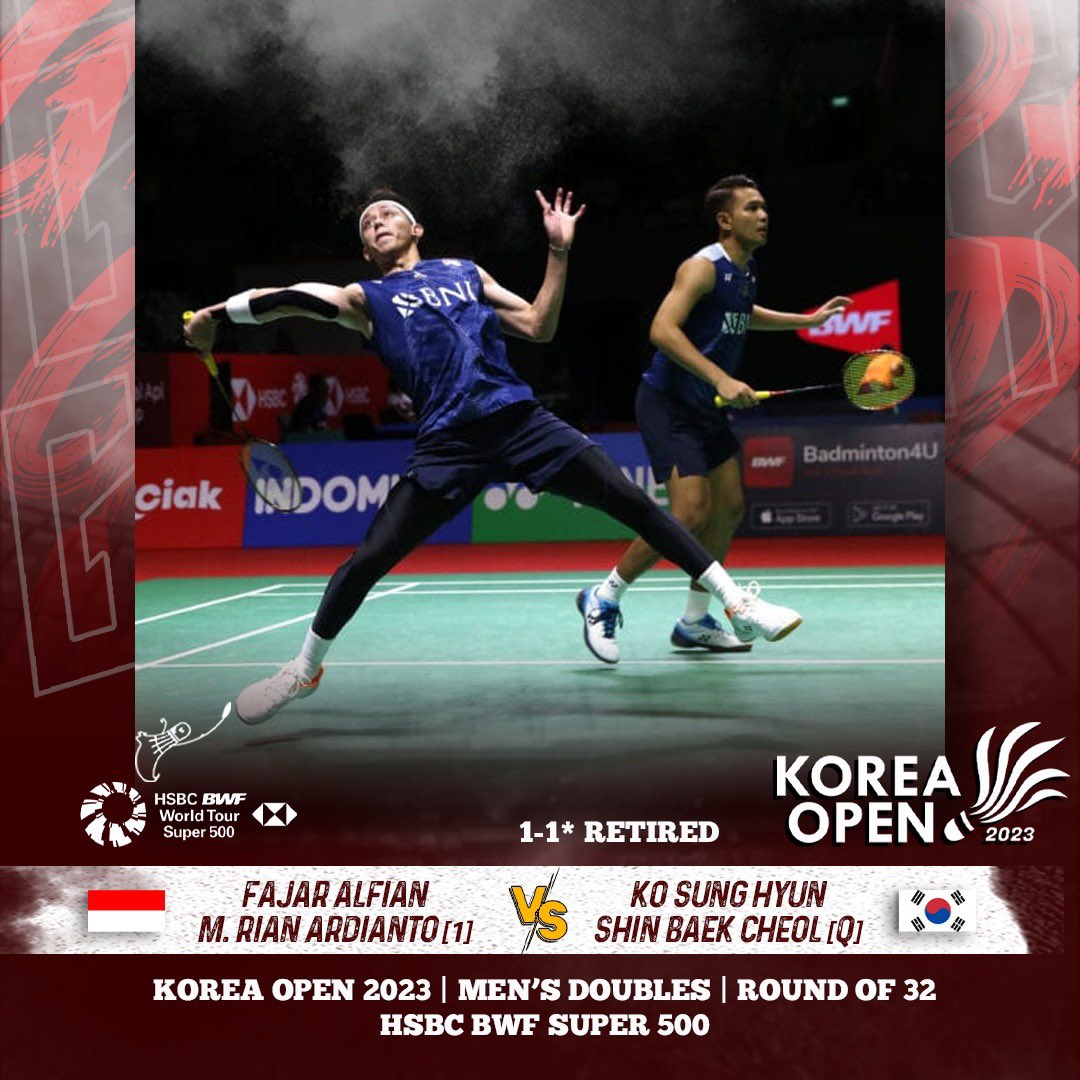 Bhulukhuduk TV on Twitter: "Korea Open 2023 Round Of 32 - MD Fajar ALFIAN/Muhammad Rian ARDIANTO ...