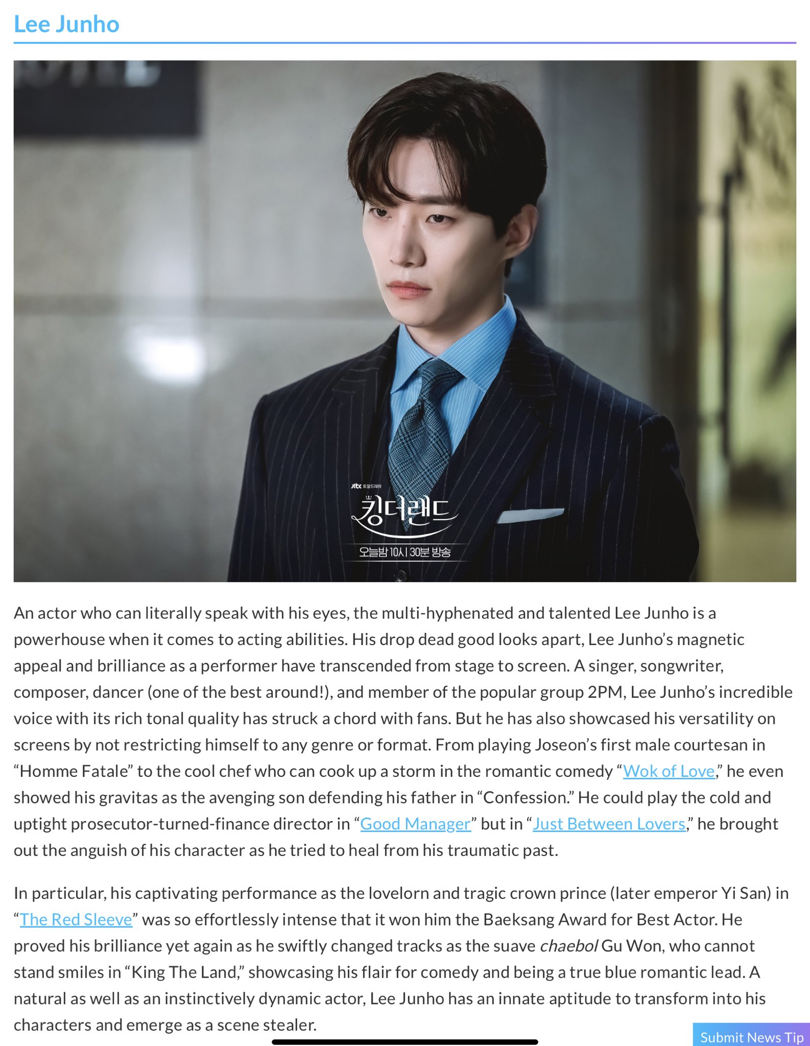 Lee Junho | KING THE LAND | #1 NETFLIX GLOBAL🐧🥳 on Twitter: "1st in the list of Soompi article ...