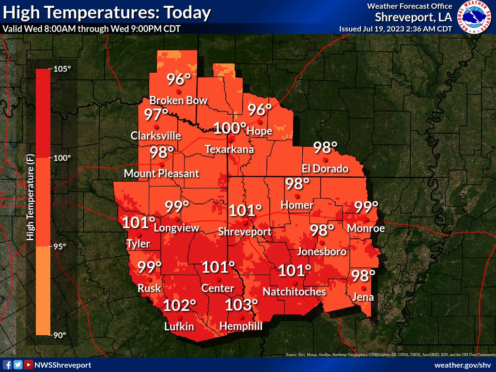 Nws Shreveport On Twitter Hot And Humid Conditions Continue Today