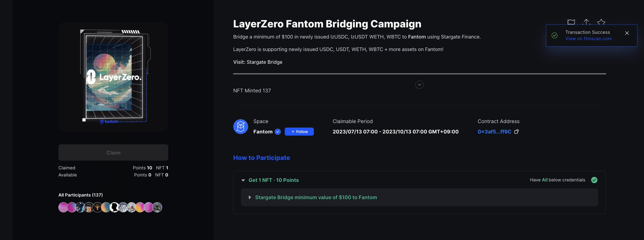 toraneko ｜Crypto X AI 🐐 on Twitter: "1️⃣ GALXE （Fantom X Stargate） Ethereum → Fantom：100 $USDC ...