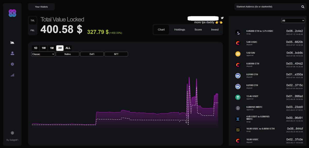 SECRETO DEFI on Twitter: "¡Nuevo tracker en Starknet! 💪 Podéis ver vuestras últimas ...