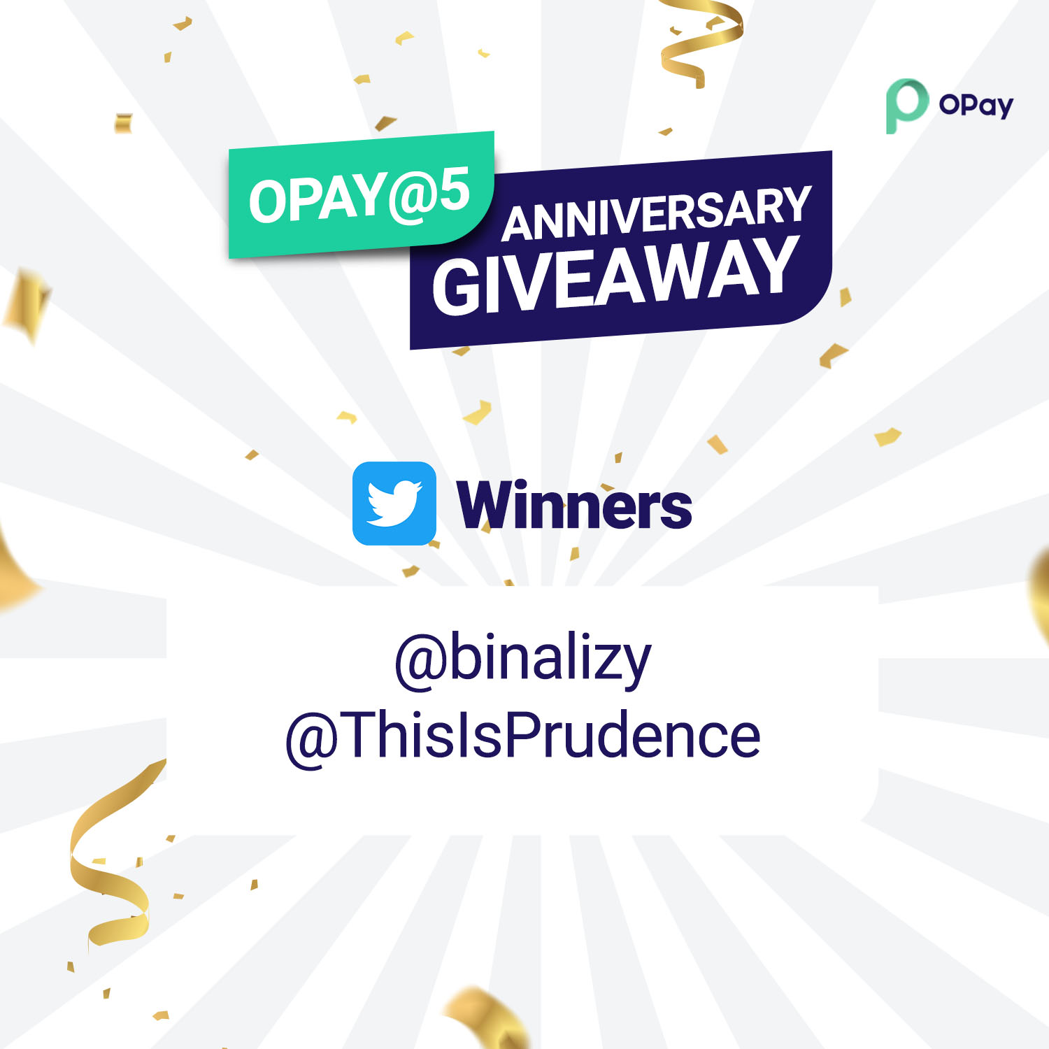 OPay on Twitter: "Congratulations to the 4th set of Lucky winners of the OPay at 5 Anniversary ...
