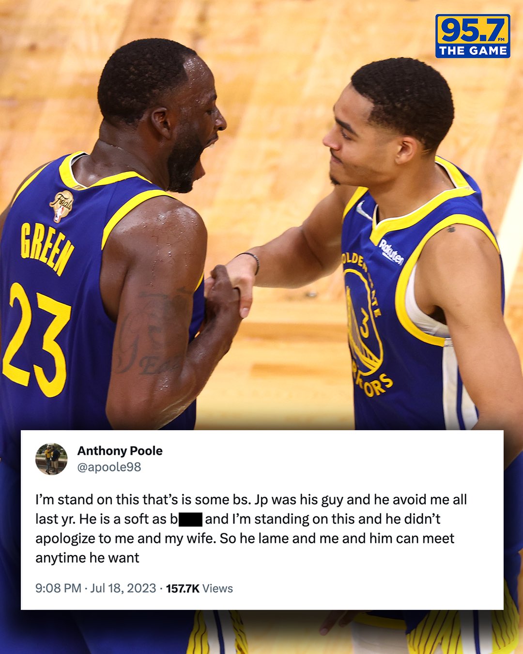 95.7 The Game on Twitter: "Jordan Poole’s dad responded to Draymond’s recent comments 😳 https ...