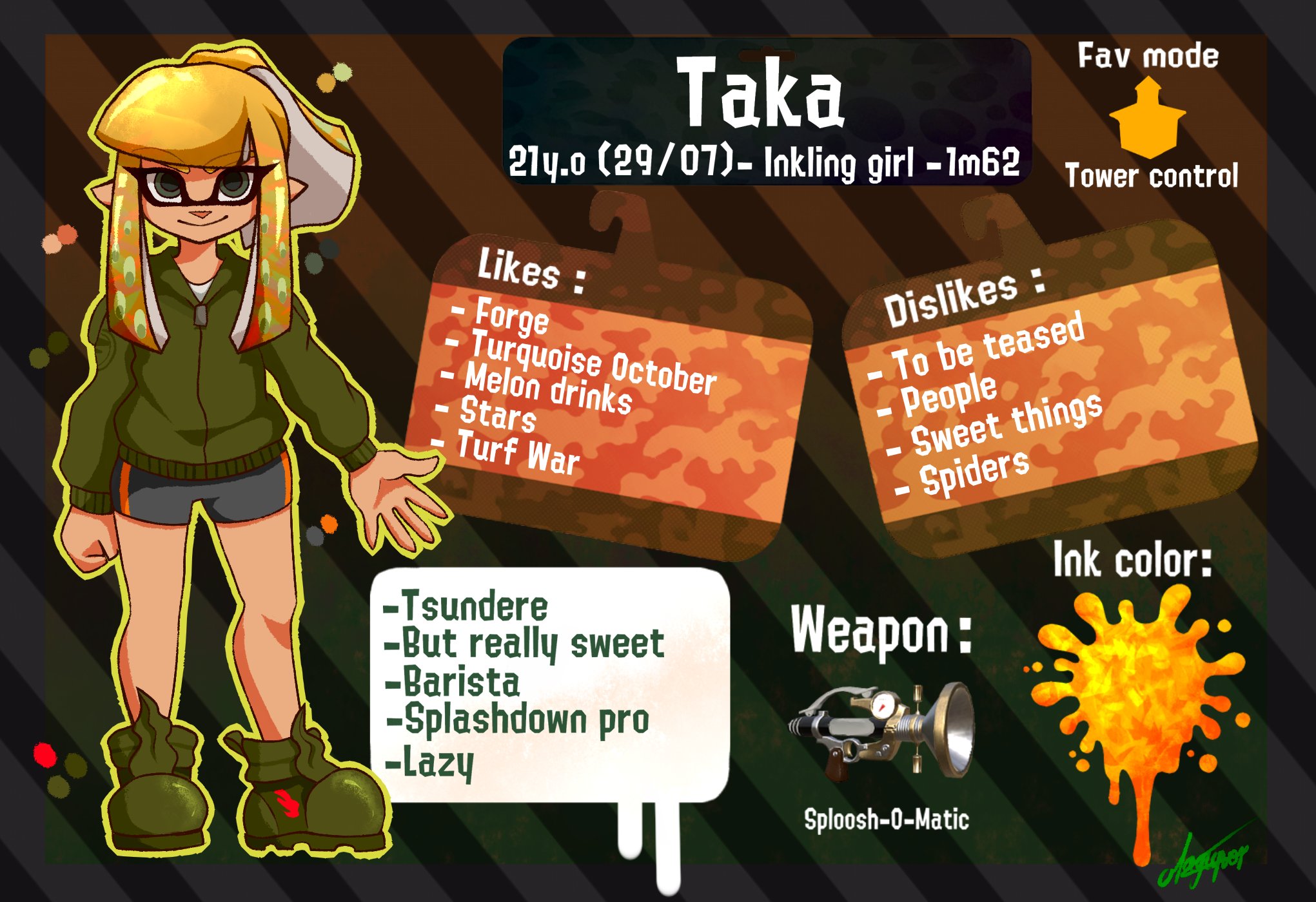 Yas on Twitter: "Here are Taka, Oumy, Karl and Tako's reference sheets! They are my 4 Splatoon ...