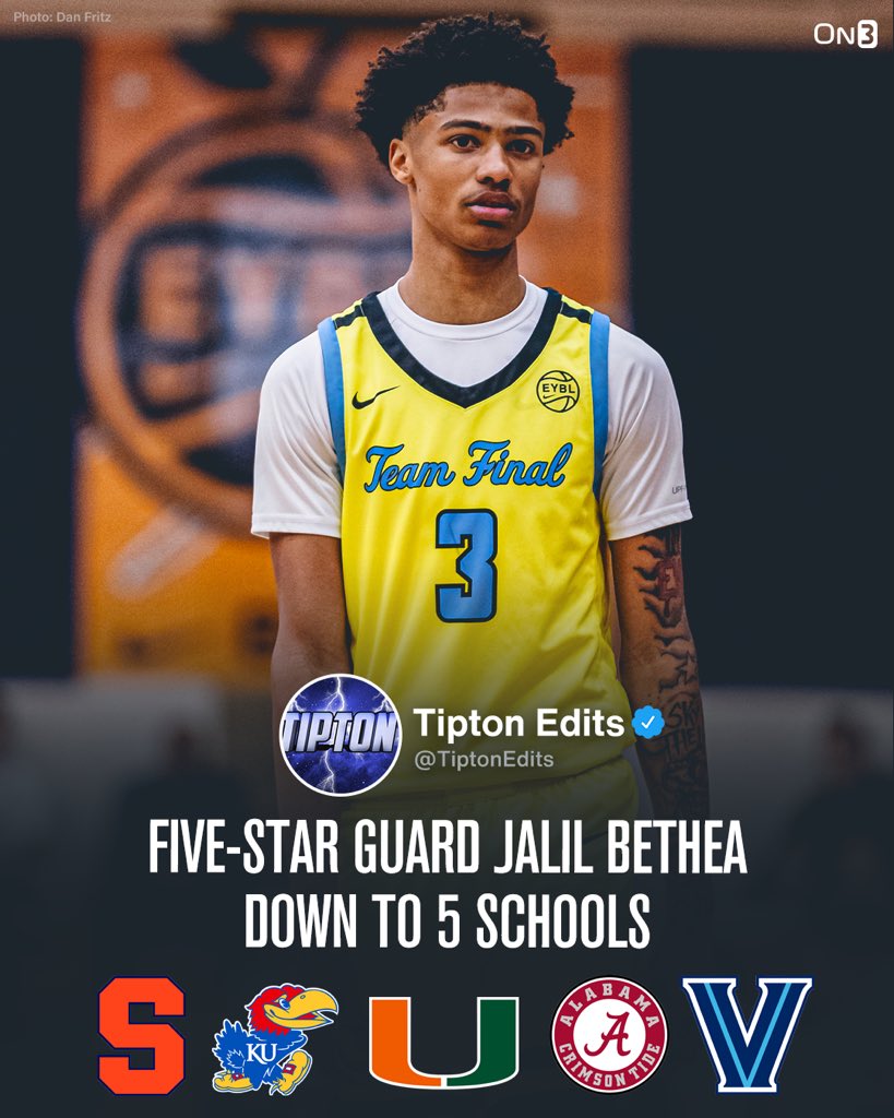 Joe Tipton on Twitter: "NEWS: 2024 five-star Jalil Bethea tells me he’s down to five schools ...