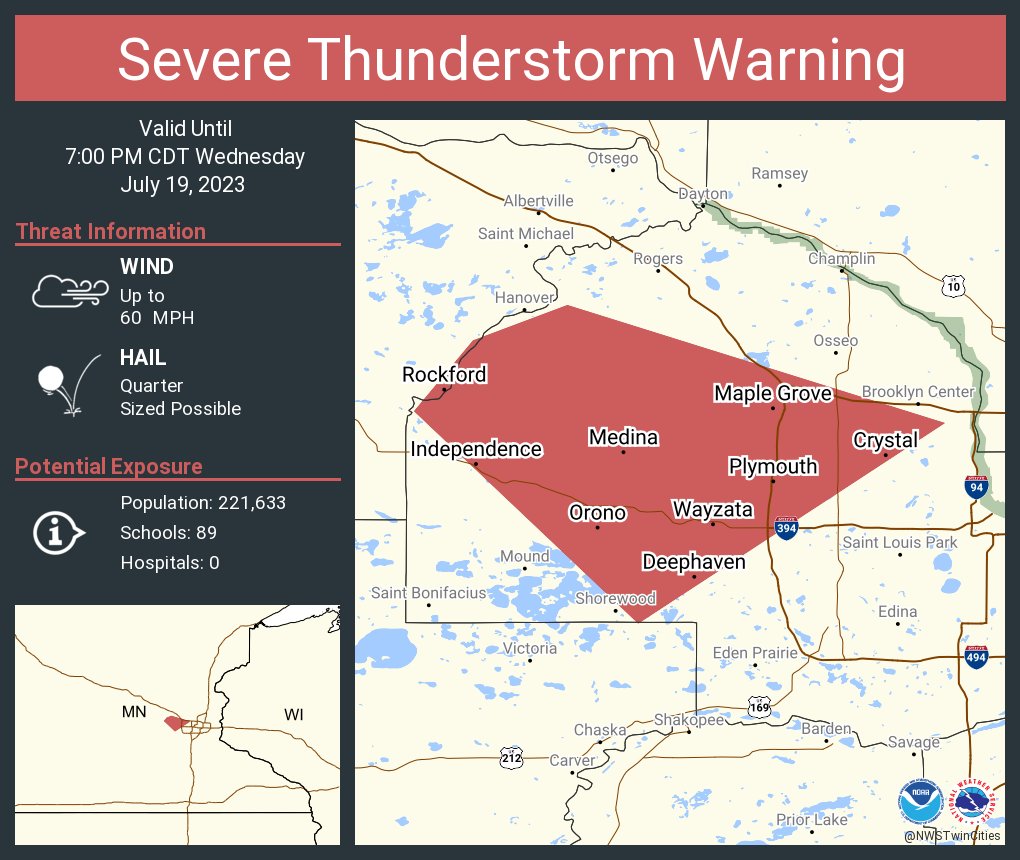 NWS Twin Cities on Twitter: "Severe Thunderstorm Warning including Plymouth MN, Maple Grove MN ...