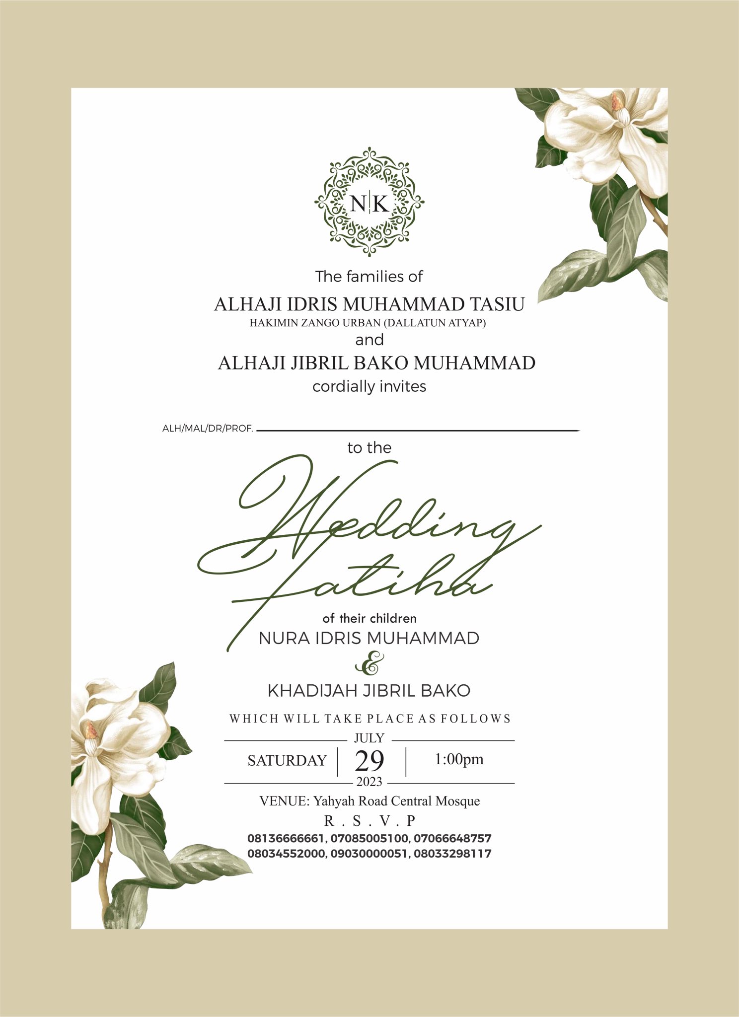 Contoh Invitation Card Formal