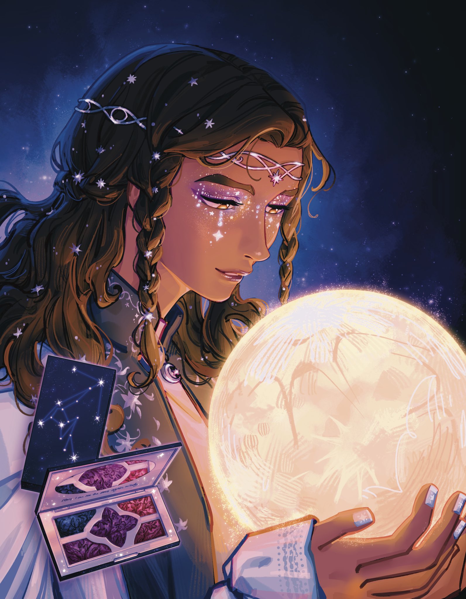 Zoe Nightshade Constellation New Digital World. Creative Collage With