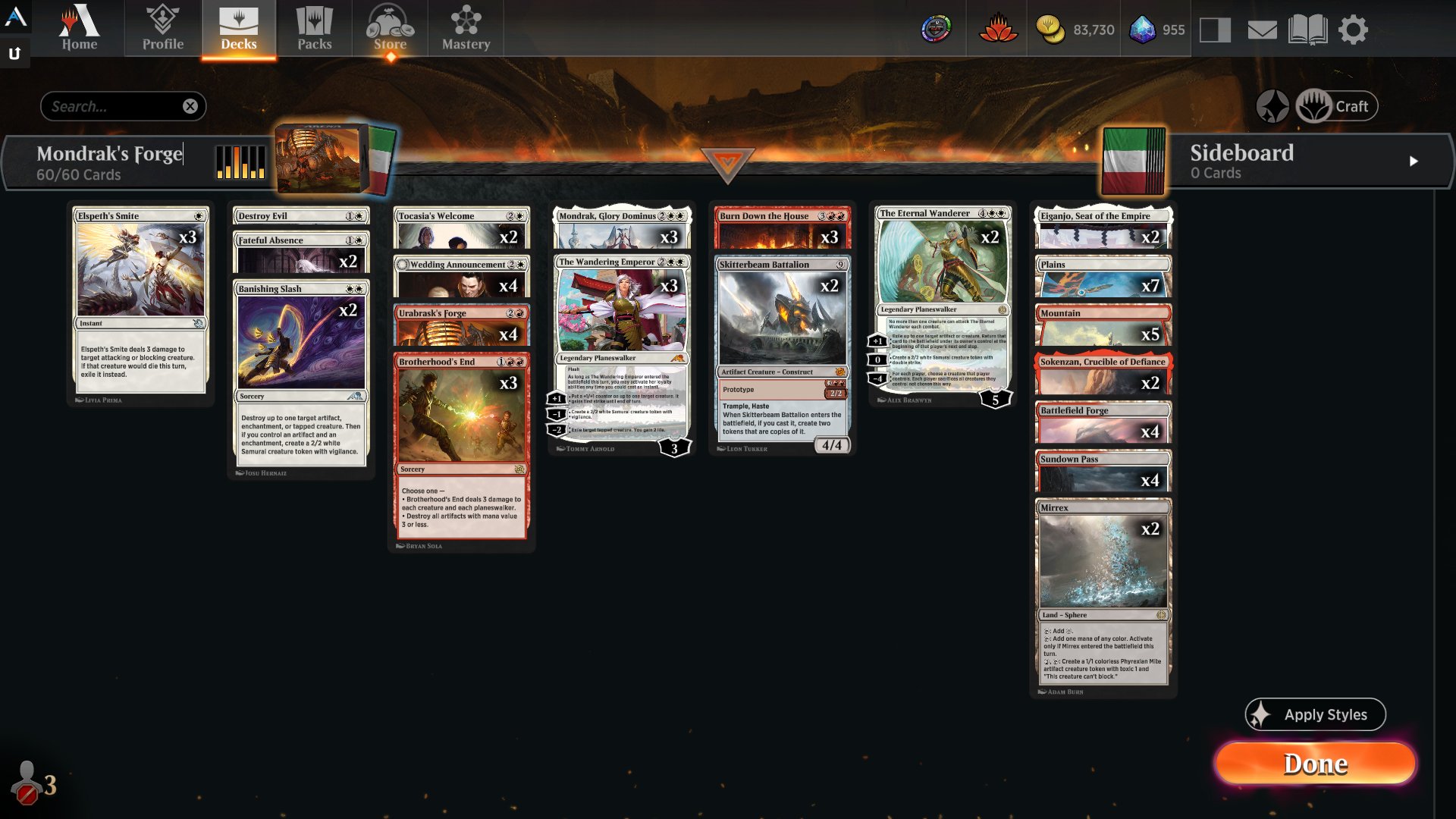 MTGA - BrewLab on Twitter: "My love for Urabrask's Forge keeps growing, coupled with Mondrak.. 🧑 ...