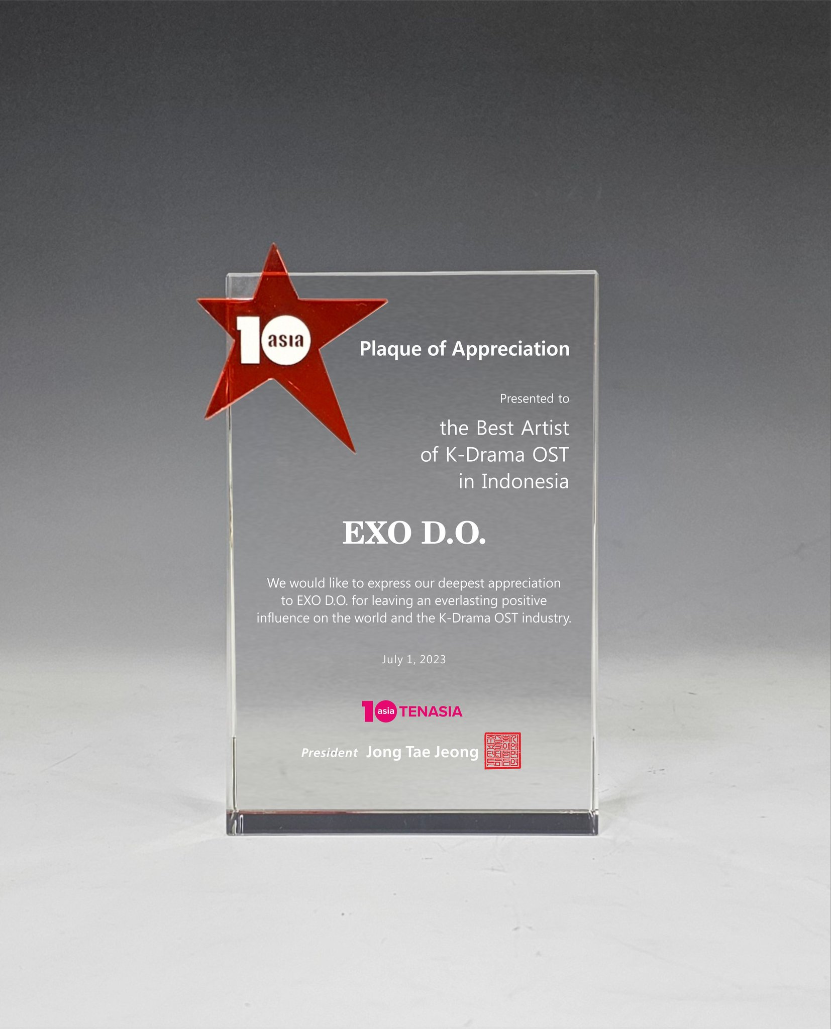 DOH KYUNGSOO INA on Twitter: "[INFO] 230720 Best Artists of K-Drama OST with #TTA 🏆 Plakat yg ...