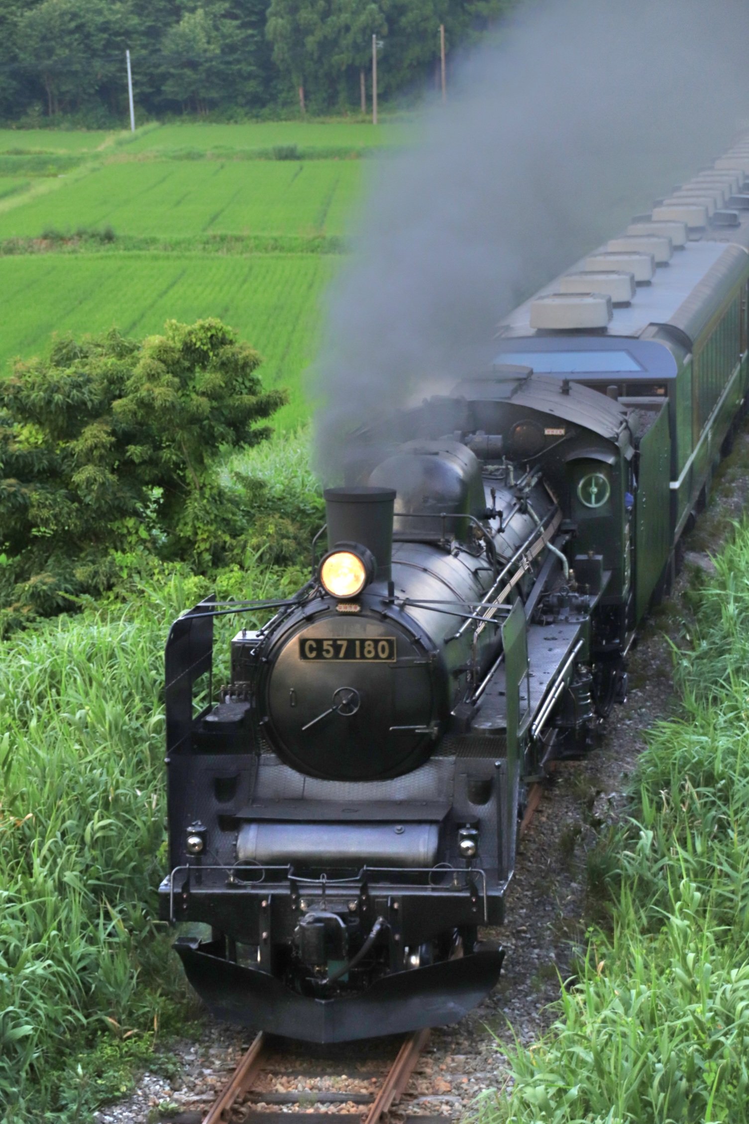 ルビー on Twitter: "2023.7.18 SL大樹から転線 ばんえつ物語試運転 HM無しは初めて真っ黒でカッコいい😃 試9225 C57 180+12系7B #ばんえつ物語 ...