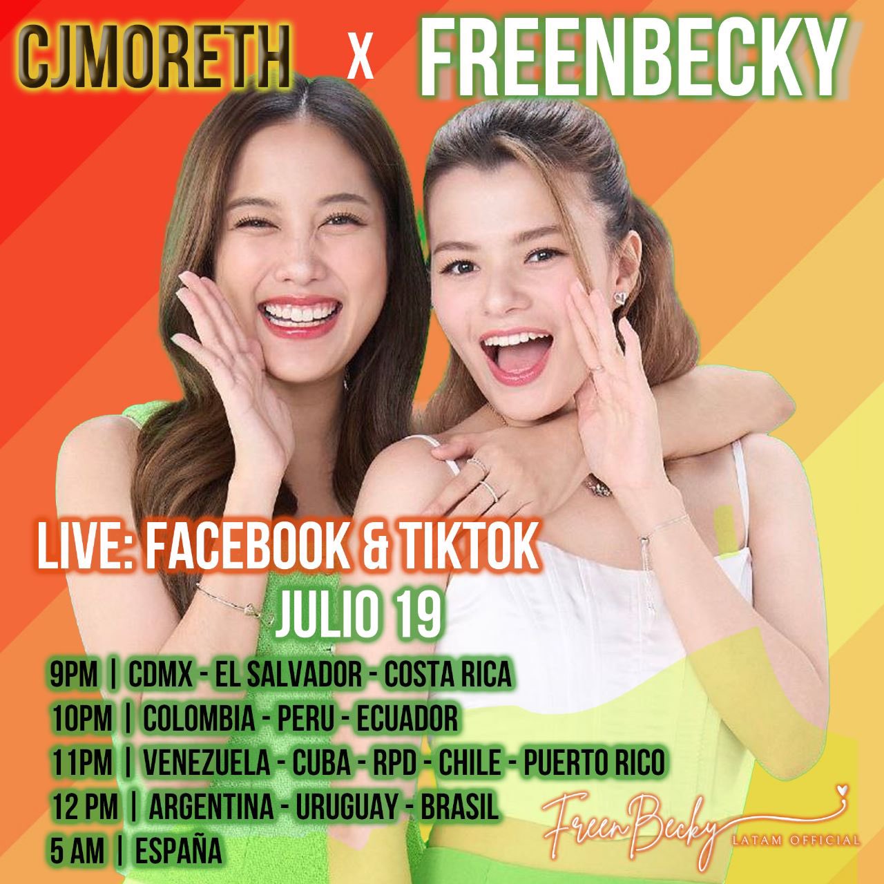 FREENBECKY LATAM OFFICIAL 🩷 on Twitter: "Tenemos LIVE!! CJ MORETH x FREENBECKY! 📆 20/07 (Para ...