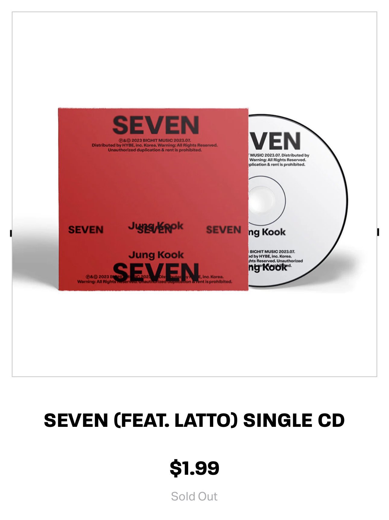 Jk Dailyʲᵏ On Twitter 📊 “seven” Single Cd By Jungkook Has Been Sold