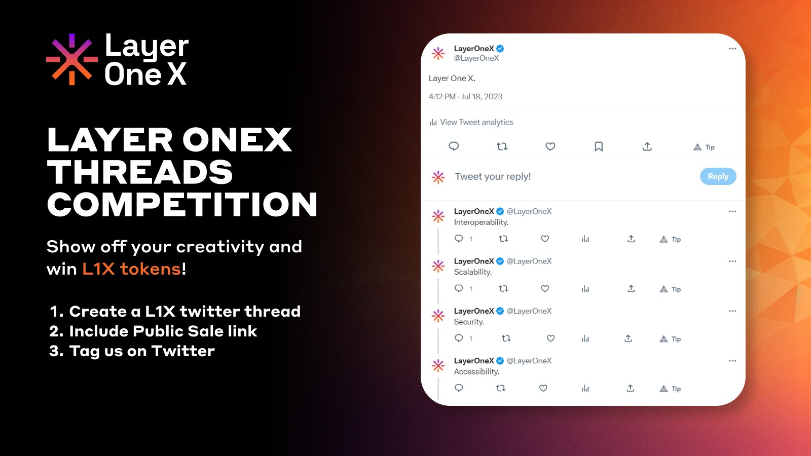LayerOneX on Twitter: "📣#L1X Thread Competition! Show your LayerOneX love! To join: 1️⃣Create ...