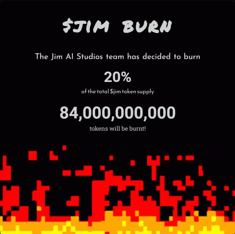 Jim AI Studios on Twitter: "Jim AI Studios burns 69 $jim tokens per roast. We will burn a ...