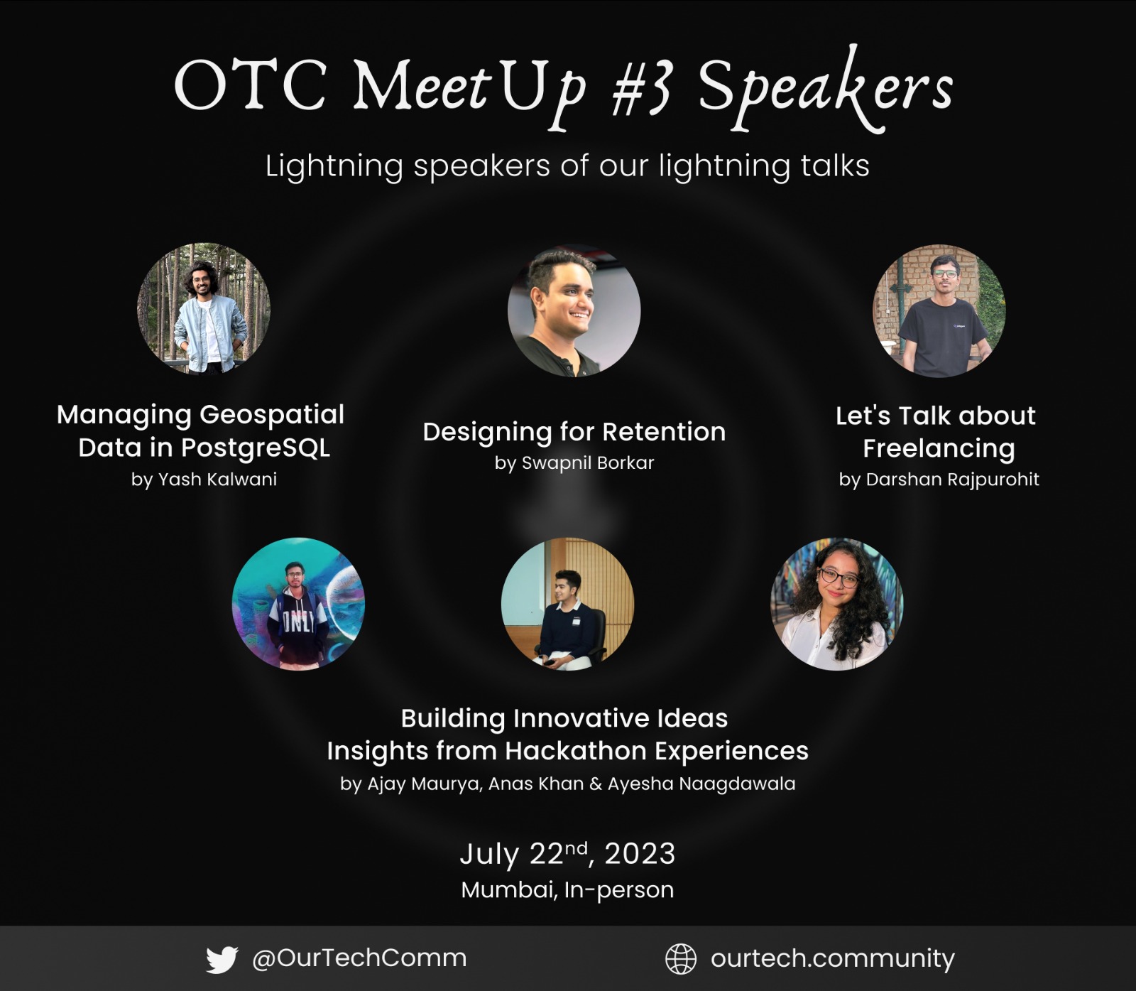 Our Tech Community on Twitter: "Lightning Talk Speakers for MeetUp #3: • "Managing Geospatial ...