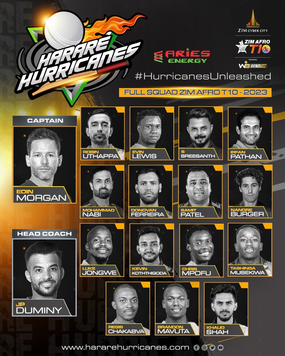 Harare Hurricanes on Twitter: "The Final Hurricanes SQUAD!! @jpduminy21 @Eoin16 @robbieuthappa ...