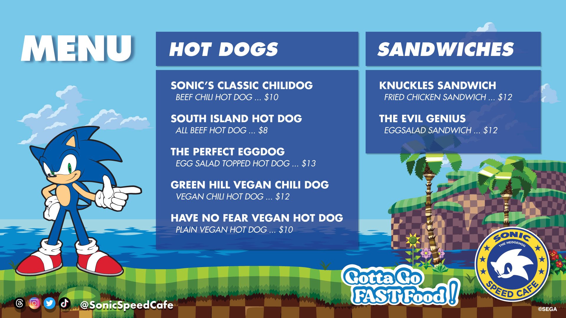 Sonic The Hedgehog Menu Food