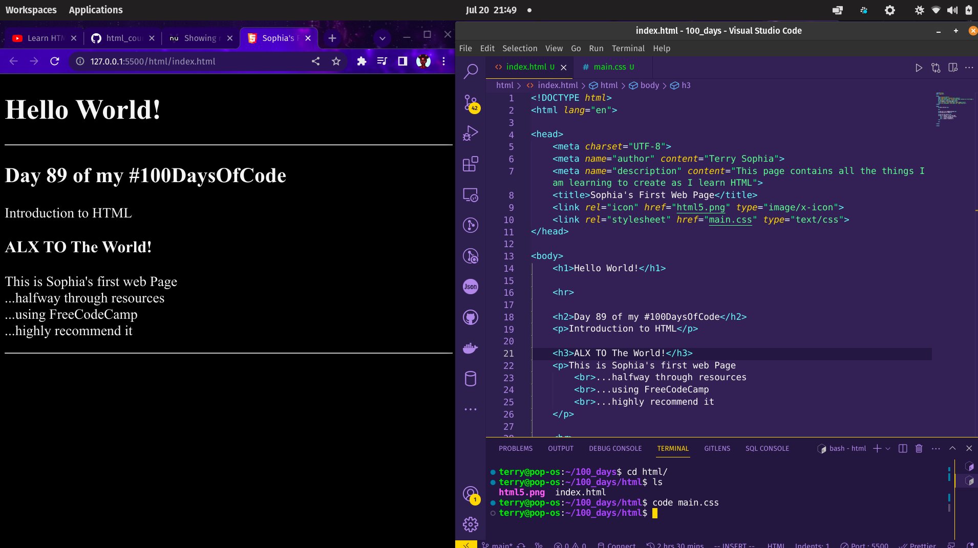 Sophia 小花🇰🇪 on Twitter: "Day 90 🎉 of my #100DaysOfCode doing more HTML and I have to admit using ...