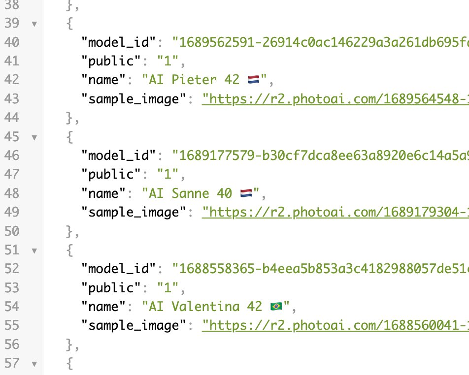 @levelsio on Twitter: " Made API endpoints for the iOS app to: action=get-models = get public ...