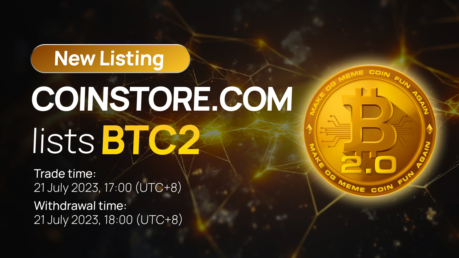 Coinstore.com on Twitter: "🔥NEW TOKEN LISTING ON COINSTORE 🔥 👏 Welcome @btc2_erc $BTC2👏 ⏰ Trade ...