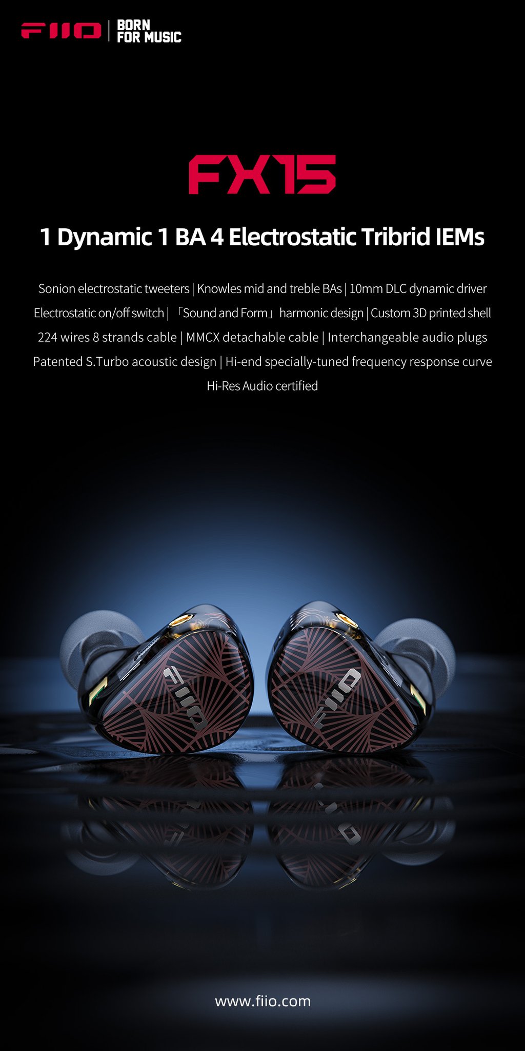 FiiO on Twitter: "FiiO 1 Dynamic 1 BA 4 Electrostatic Tribrid IEMs FX15 Is Officially Released ...