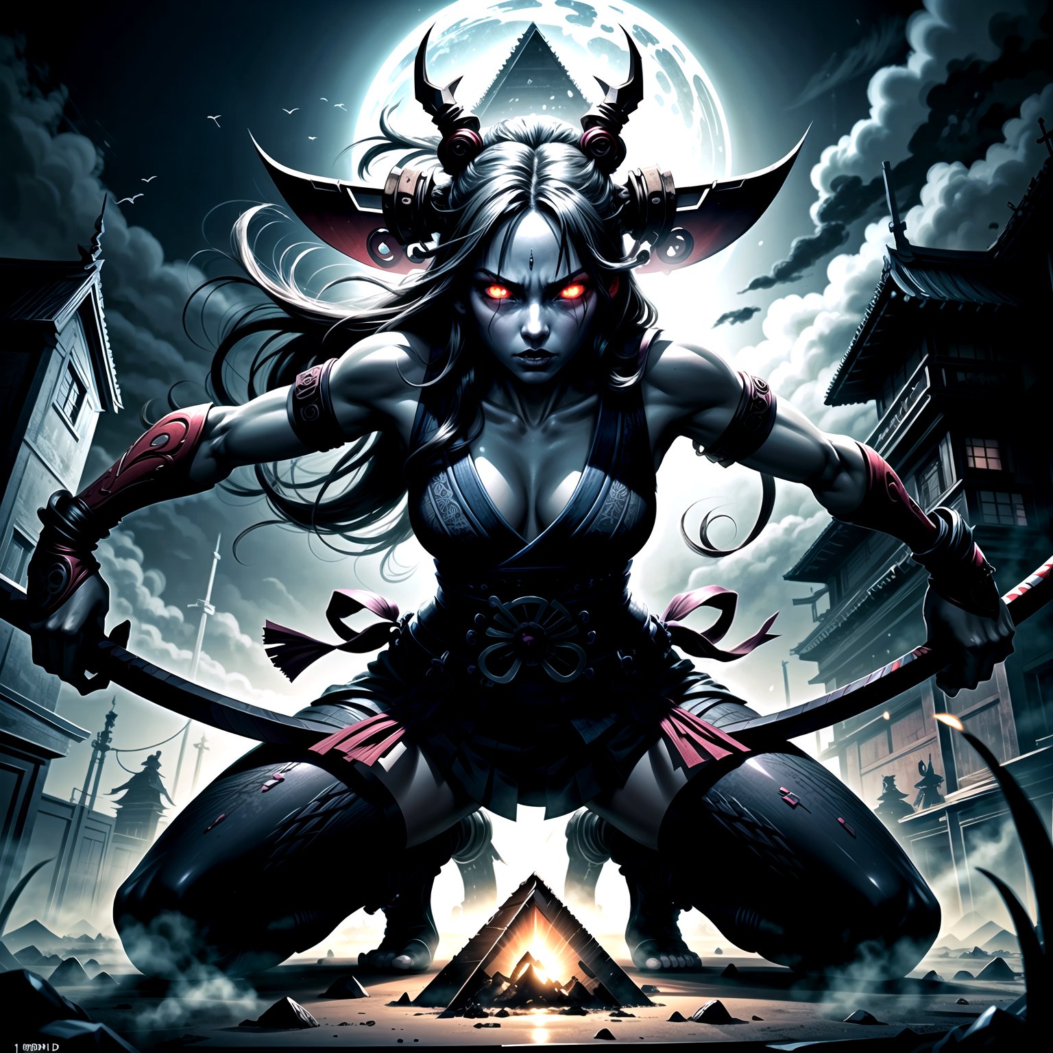 Artificial Assets on Twitter: "In the heart of the night, a nefarious woman kneels. Her swords ...