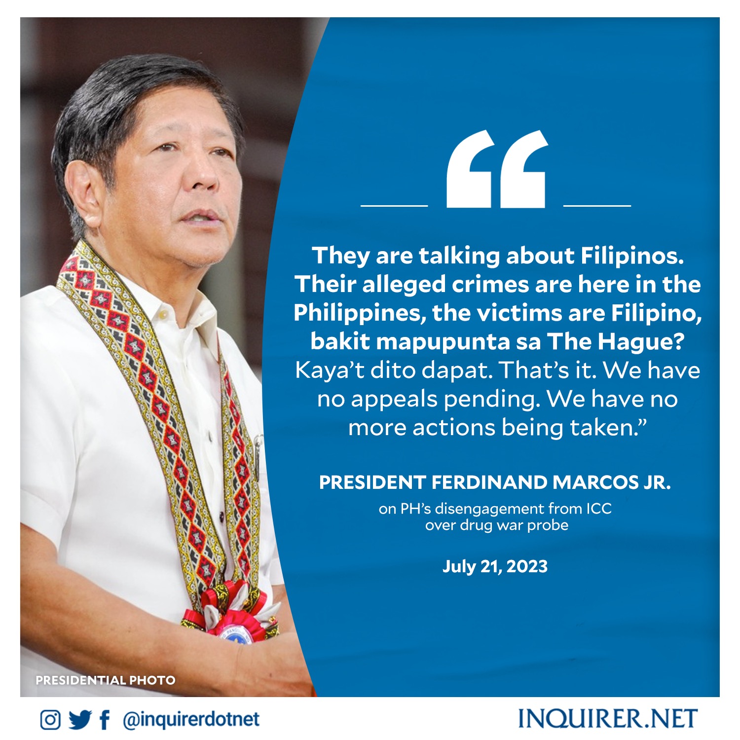 Inquirer on Twitter: "'WE HAVE NO APPEALS PENDING.' President Ferdinand Marcos Jr. said that the ...